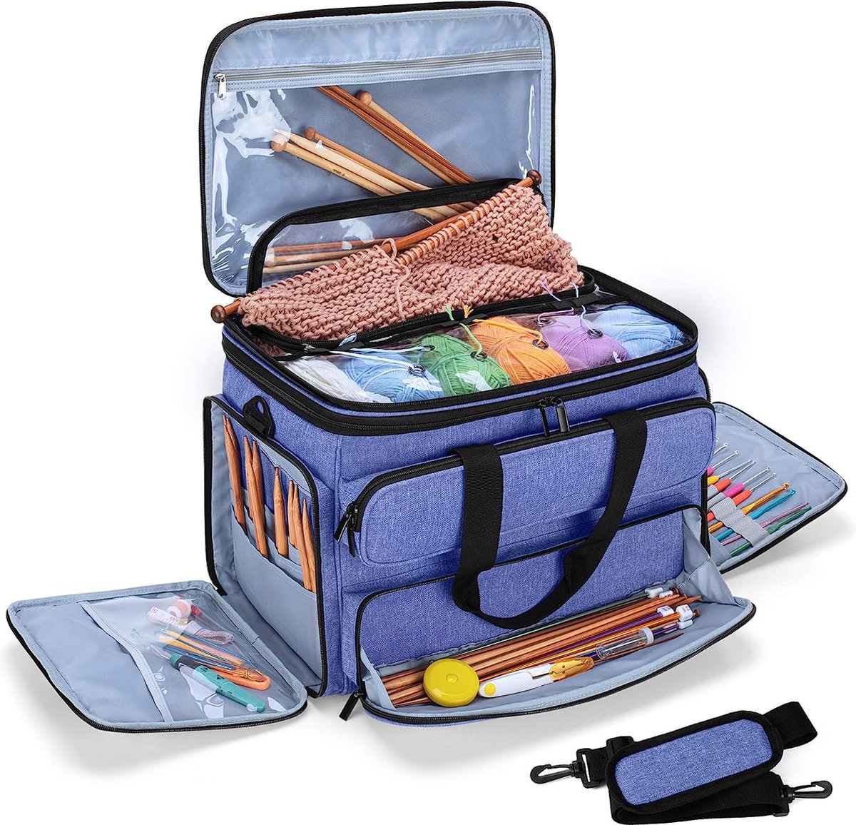 Breitas, garenopbergorganizer draagtas met dubbele bovenklep voor ...