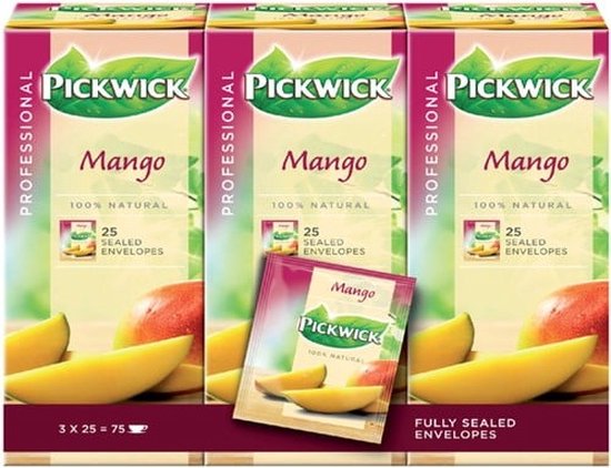 Pickwick Thee mango professioneel 25 zakjes à 1,5 gr per doosje, doos ...