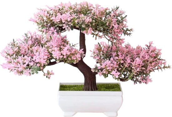 bonsai-bonsai boompje-bonsaiboompje-kunstbloemen-nepbloemen-roze-20cm ...