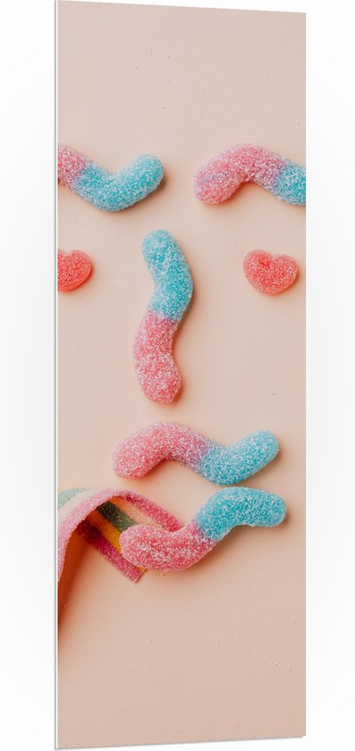 PVC Schuimplaat- Regenboog Zure Mat met Roze met Blauwe Wormpjes ...