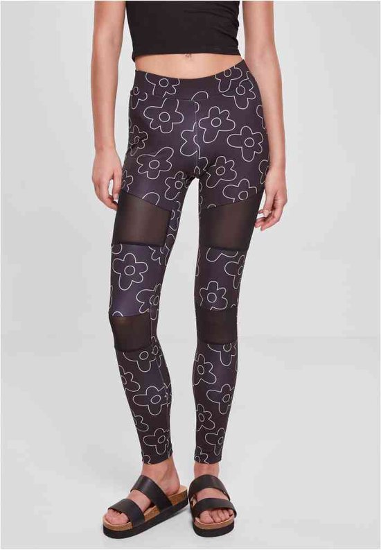 Urban Classics - Tech Mesh All over print Legging - S - Zwart/Wit | bol
