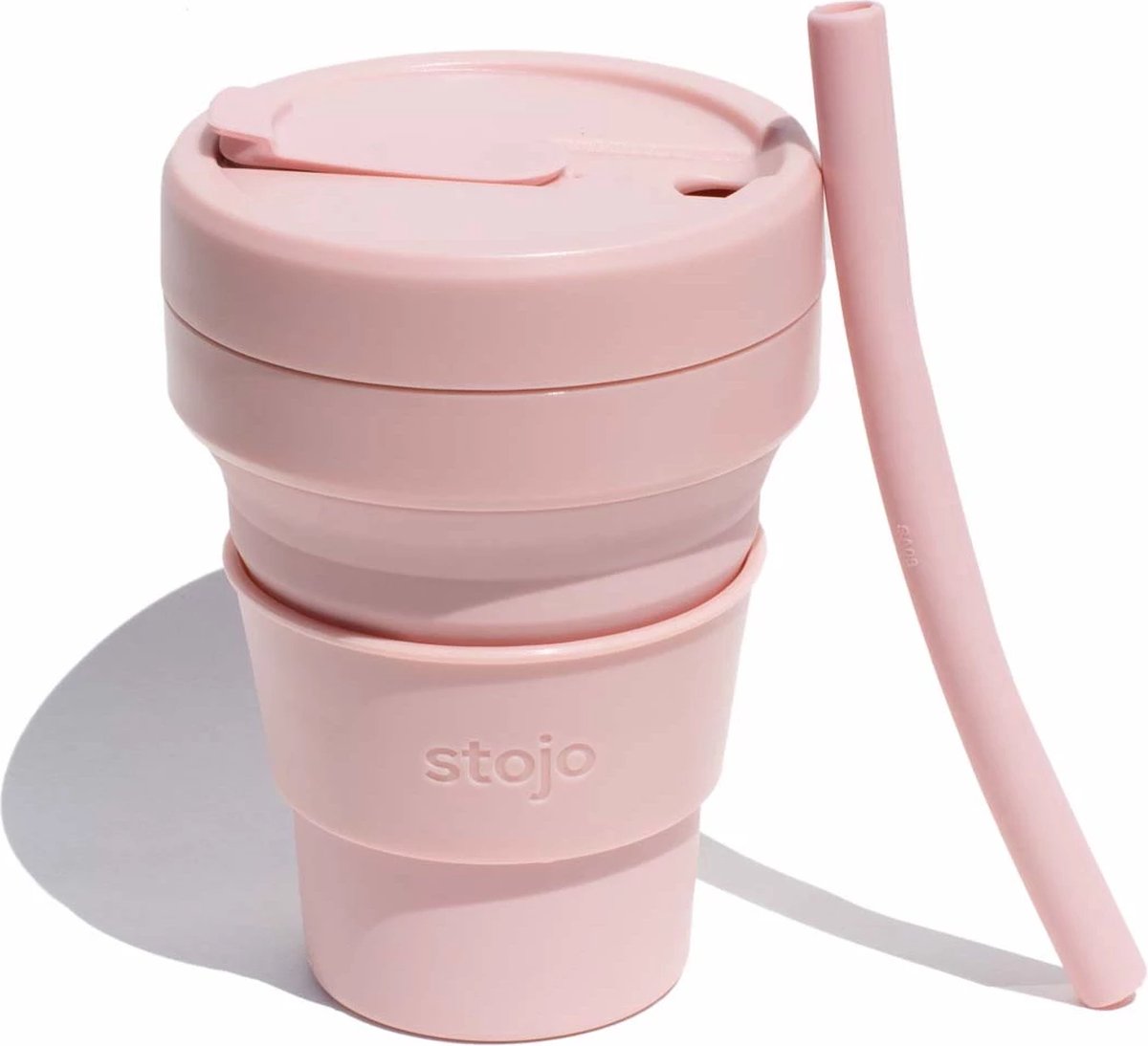 STOJO Cup met Rietje - Opvouwbare Beker - Beker To Go - Roze - Carnation - 250ml | bol