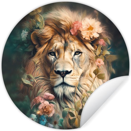 Behangcirkel - Muurstickers slaapkamer - Leeuw - Bloemen - Portret - Dieren -... | bol