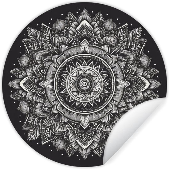 WallCircle - Muurstickers - Behangcirkel - Mandala - Zwart wit - Bloemen - Bohemian -... | bol