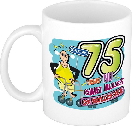 Bellatio Decorations Cadeau / Verjaardag mok 75 jaar - man - rollator ...