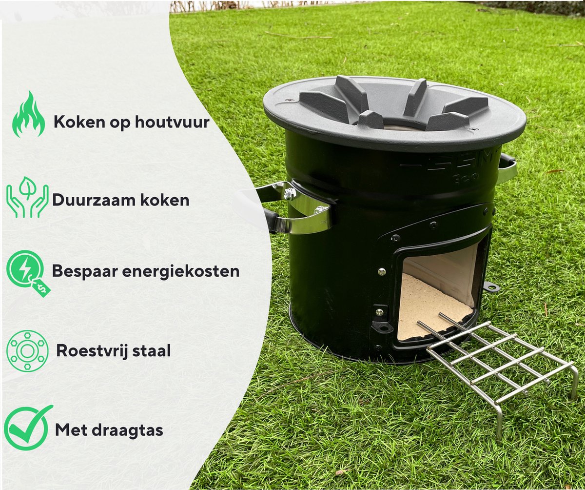 Thuiser Luxe Rocket Stove - Kooktoestel op Houtvuur - Met Draagtas ...