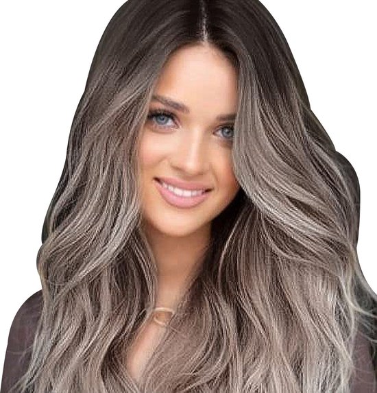 Gratyfied - Pruiken Dames - Front Lace Wig - Pruik Ombre Asbruin - 55 ...