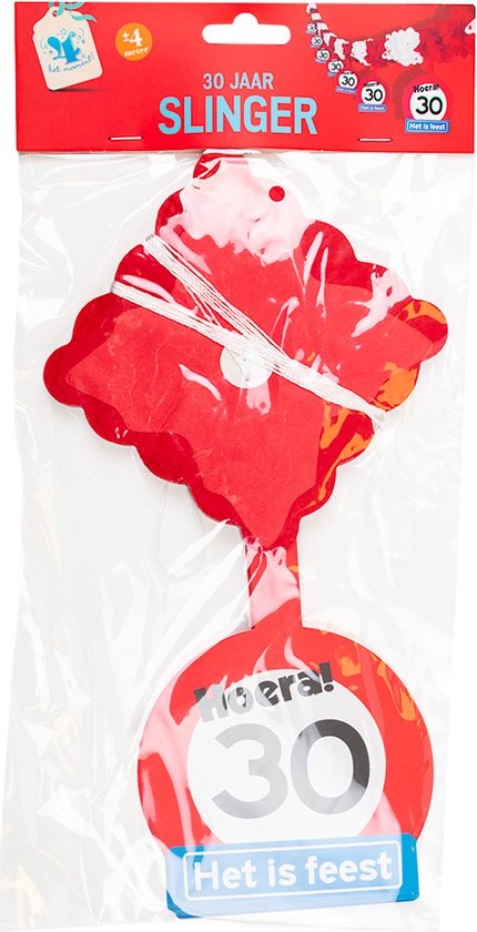 Slinger | Hoera! 30 Het is feest | rood | 4 meter lang | rond | bol.com
