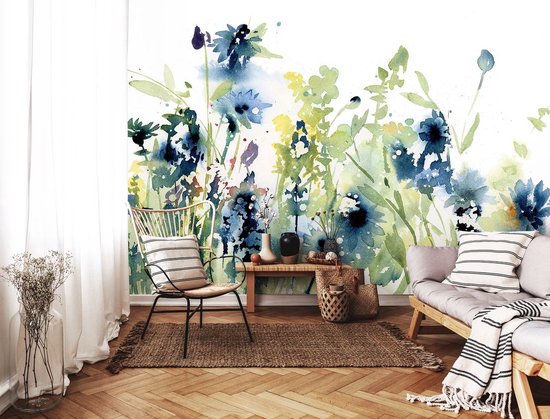 Fotobehang - Vlies Behang - Aquarel Schilderij met Bloemen - Kunst ...