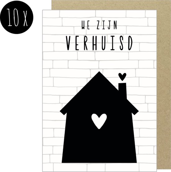 10x Verhuiskaarten / Adreswijziging / Verhuisbericht | A6 | met kraft enveloppen | bol