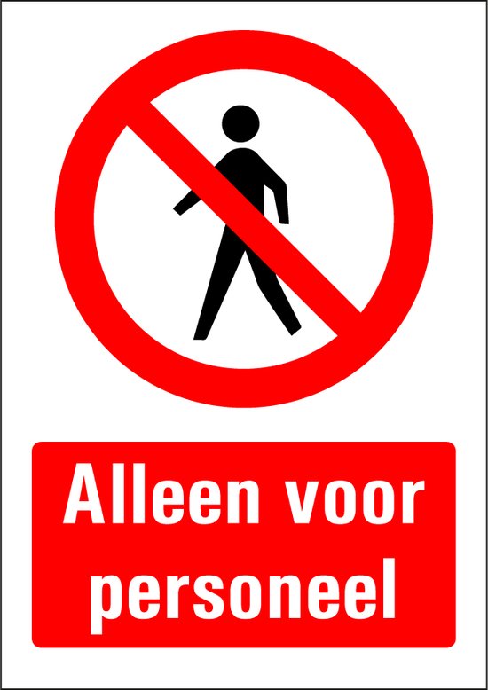 Alleen personeel sticker 148 x 210 mm | bol