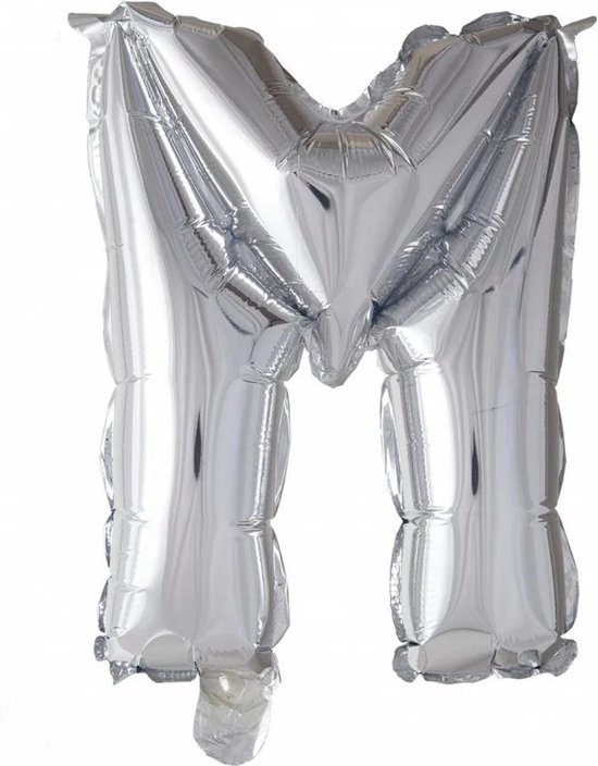 Folie Ballon Letter M Zilver 41cm met Rietje | bol