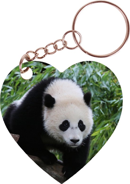 Sleutelhanger hartje 5x5cm - Panda Beer op Boom | bol