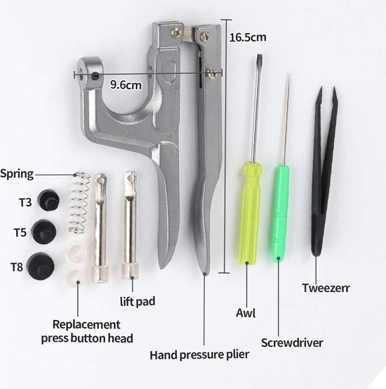1Plusselect Snap Pliers + 400 sets T5 plastic drukknopen, 20 kleuren ...