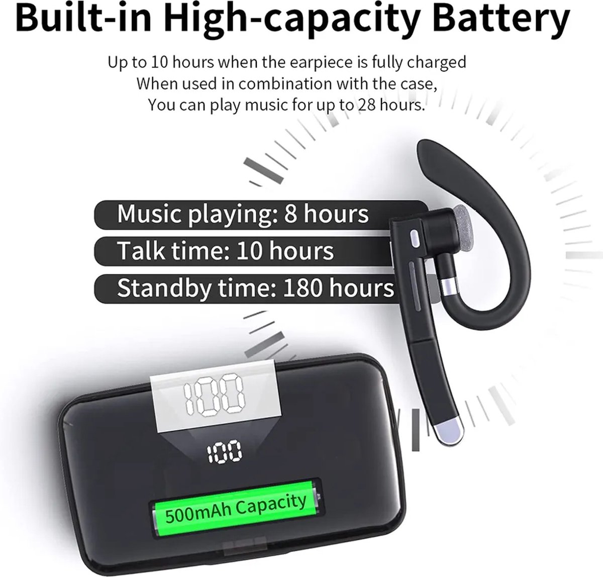 Bluetooth Headset met Microfoon - In Ear Handsfree Headset - Mobiele ...