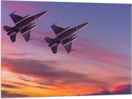 Vlag - Opstijgende Straaljagers in Multikleurige Lucht - 100x75 cm Foto ...