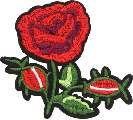 Patch - Strijkembleem - Roos Rood - 8 x 7cm | bol.com