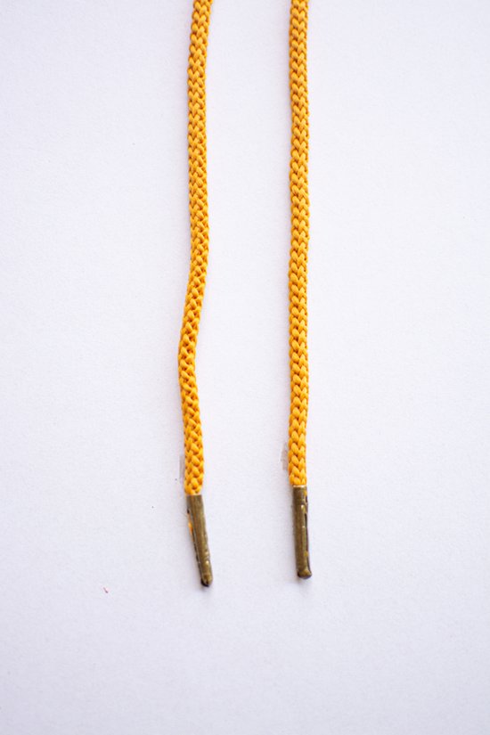 Schoenveters rond - koord mosterd geel - 100cm met bronzen nestels | bol