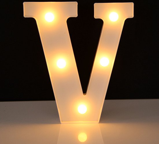 Lichtgevende Letter V - 22 cm - Wit - LED | bol