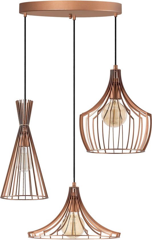 Hanglamp Koper - Stijlvolle Lizzy 110x122 - 3 Elegante Lampenkappen ...