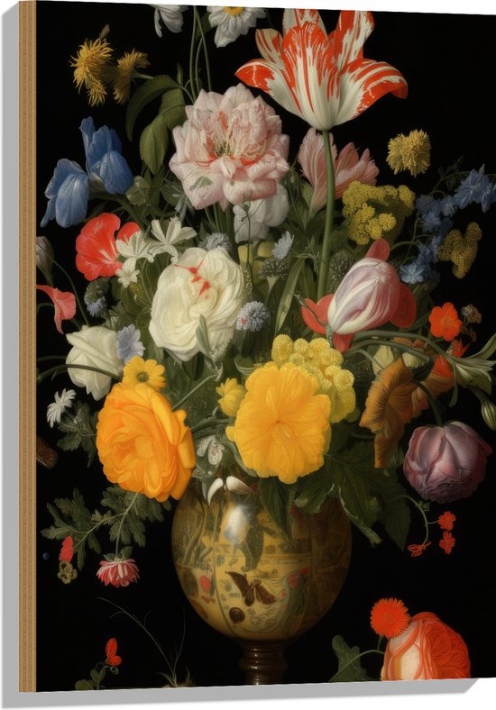 Hout - Foto van Stilleven in een Vaas - 50x75 cm - 9 mm dik - Foto op Hout (Met... | bol