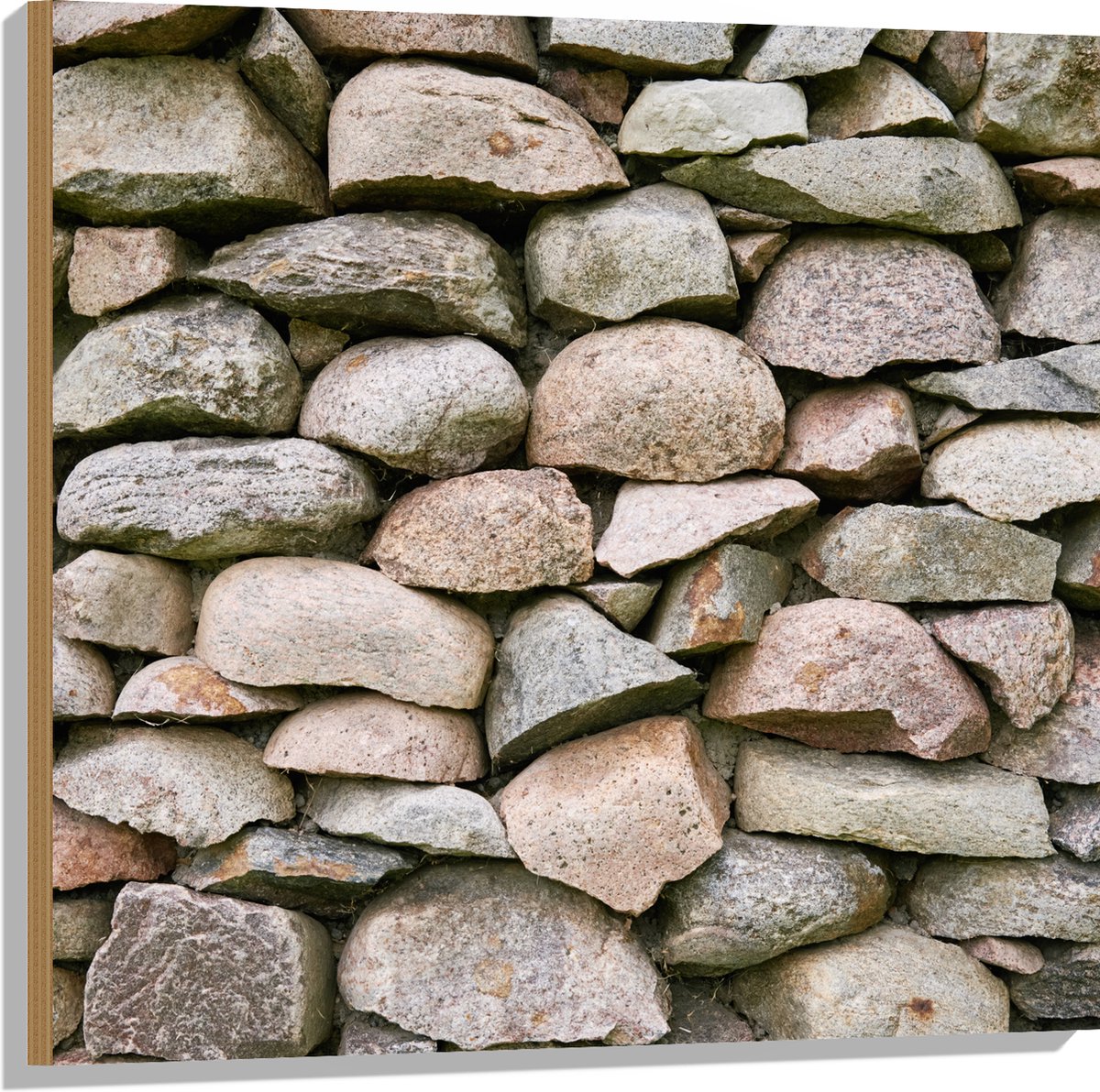 Hout - Muurtje van Opgestapelde Stenen - 80x80 cm - 9 mm dik - Foto op ...