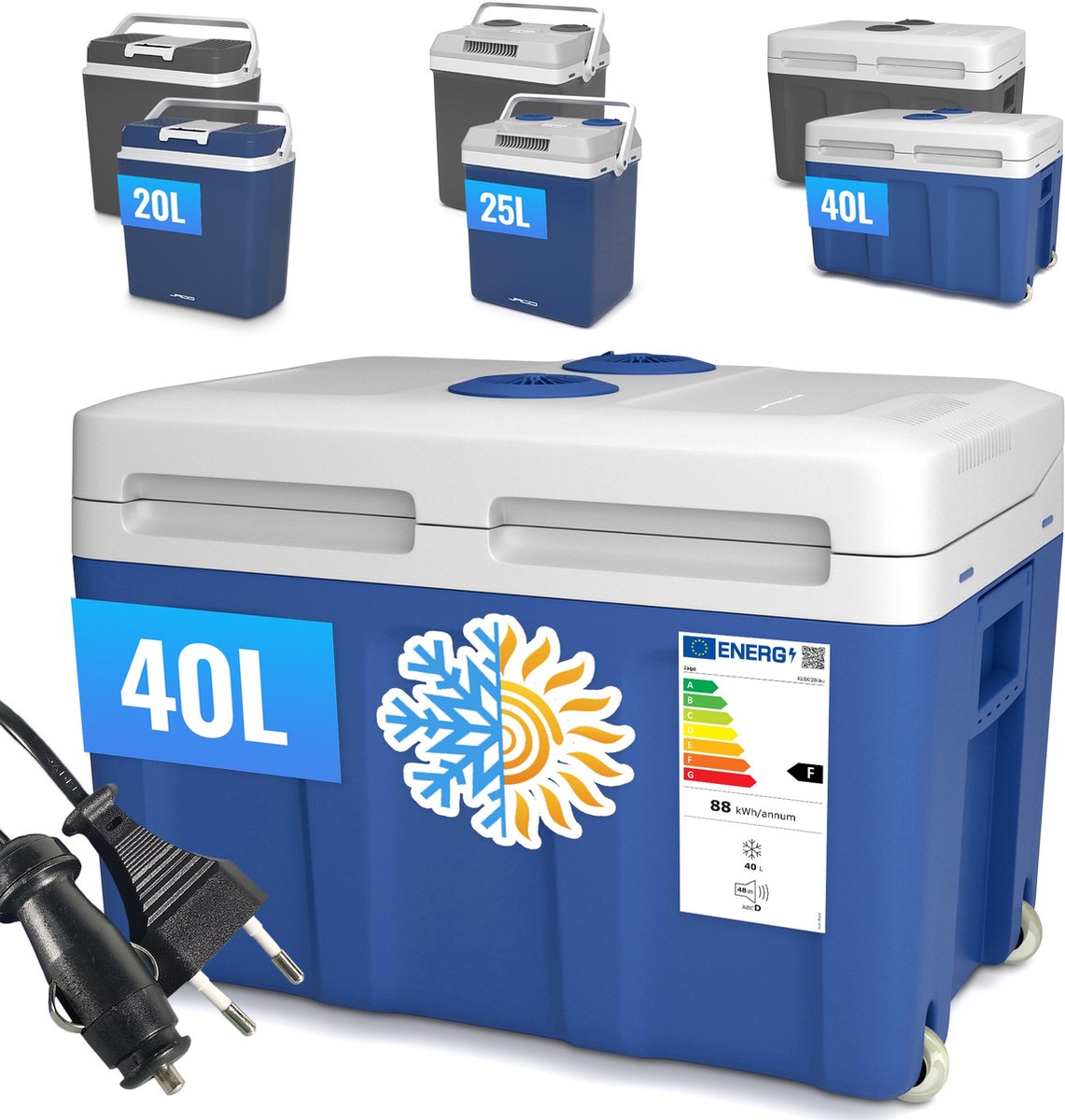 Koelbox Elektrisch - Verkoelen en Verwarmen - 12V en 230V - Blauw - 40 ...