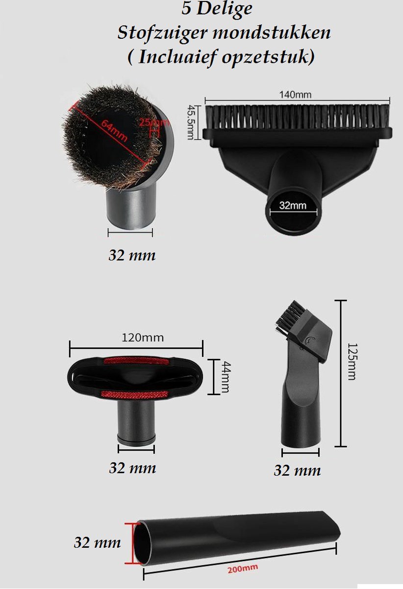 6-delig stofzuiger hulpstukken set - geschikt voor Miele - Philips ...
