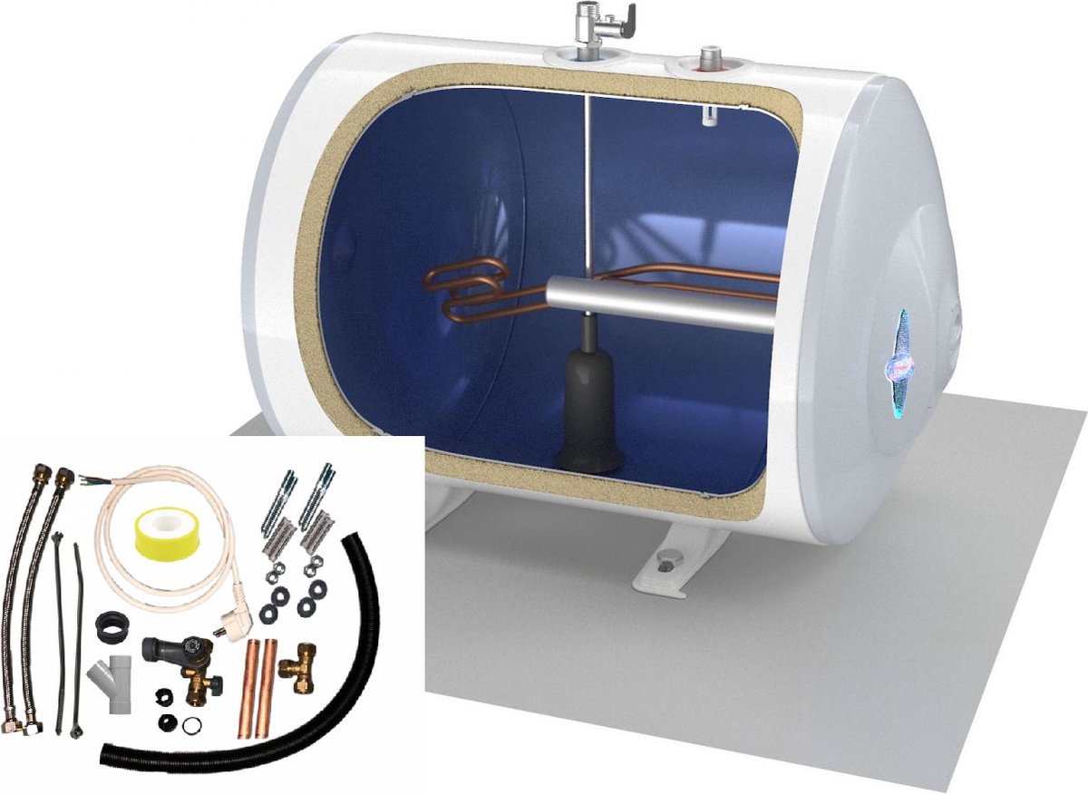 Horizontale boiler met vloermontage 80 liter, inclusief horizontale ...