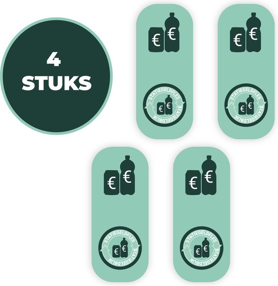 4x Statiegeld Sticker geschikt voor binnen- en buiten - 5,5 x 13,5cm | bol