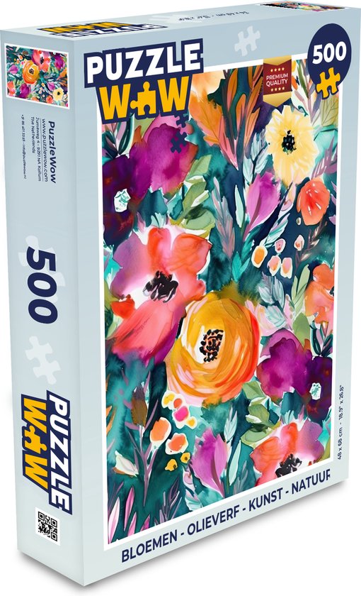 Puzzel Bloemen - Olieverf - Kunst - Natuur - Legpuzzel - Puzzel 500 ...
