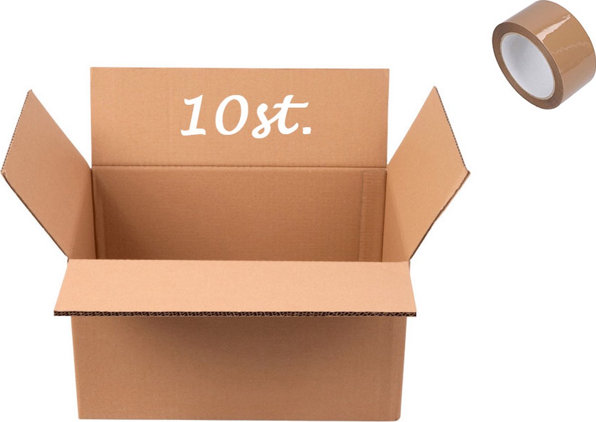 Verhuisdoos 10 stuks GROOT Karton 600 x 400 x 250 mm 1 ROL PLAKBAND ...