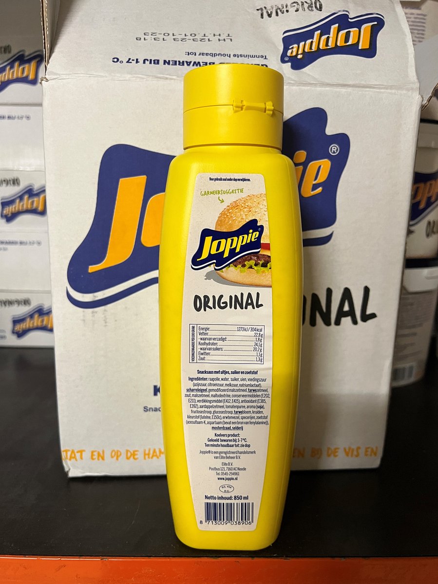 Joppie Joppiesaus, Snacksaus Mayonaise, Uien en Curry Kruidenmix - 1 x 850ml Fles | bol.com