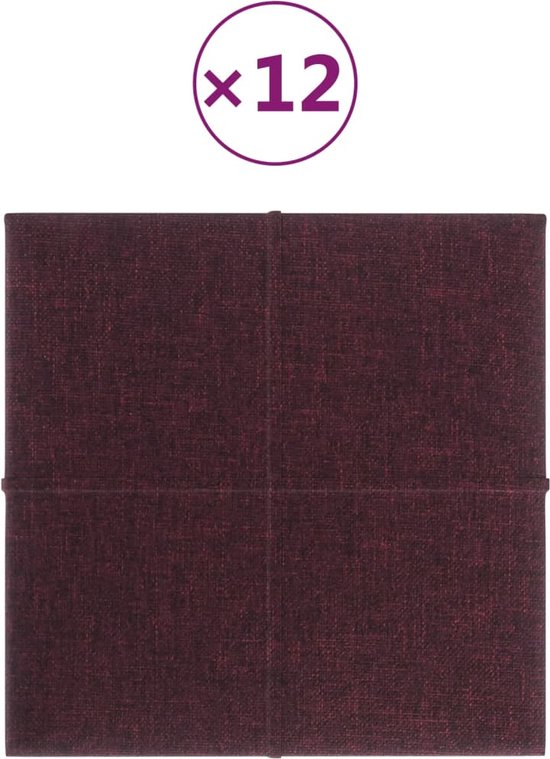vidaXL - Wandpanelen - 12 - st - 1,08 - m² - 30x30 - cm - stof - paars ...