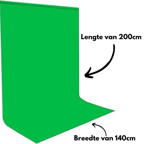 Dirply Green Screen Doek - 200x140 cm - Inclusief 2x ...