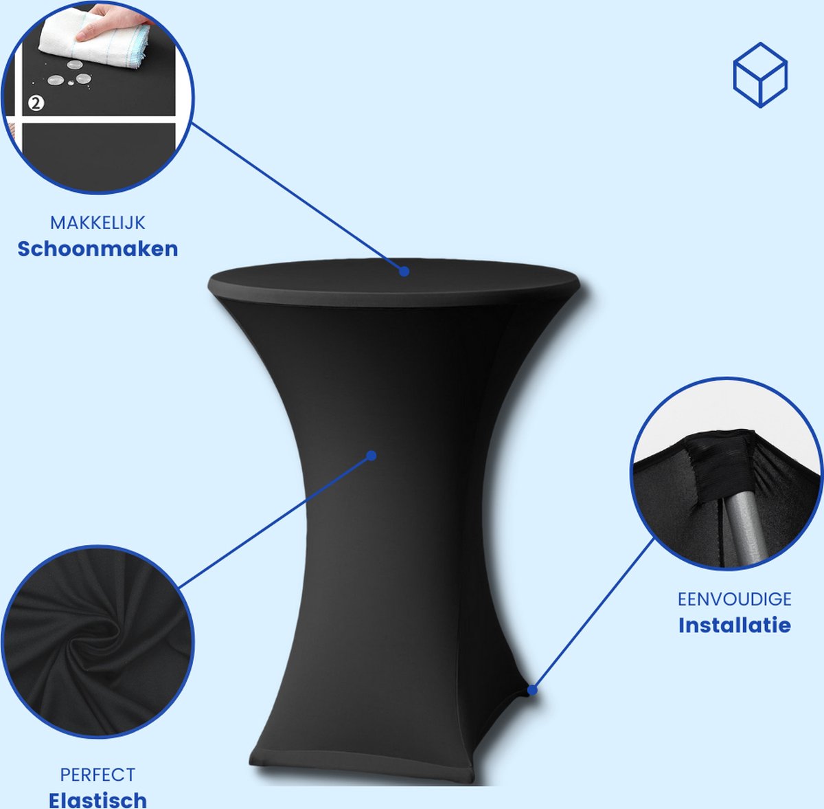 GOODX Statafelrok Zwart 5x – ∅80-85 x 110 cm – Stretch 5 stuks – Tafelrok voor... | bol.com