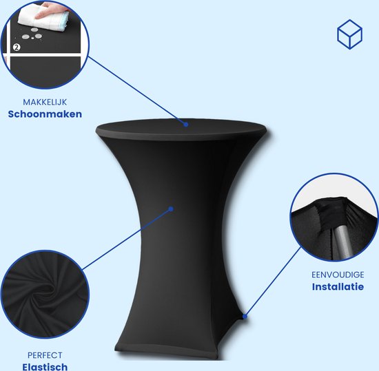 GOODX Statafelrok Zwart 5x – ∅80-85 x 110 cm – Stretch 5 stuks – Tafelrok voor... | bol.com