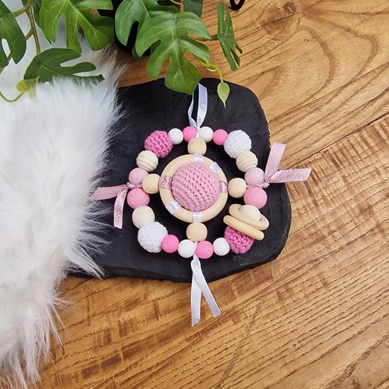 Happy Bebie | Bal | Baby | Rammelaar | Kraamkado | Silicone | Hout ...