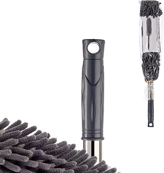Plumeau/duster metallic - microvezel - donkergrijs - 54 cm - Huis ...