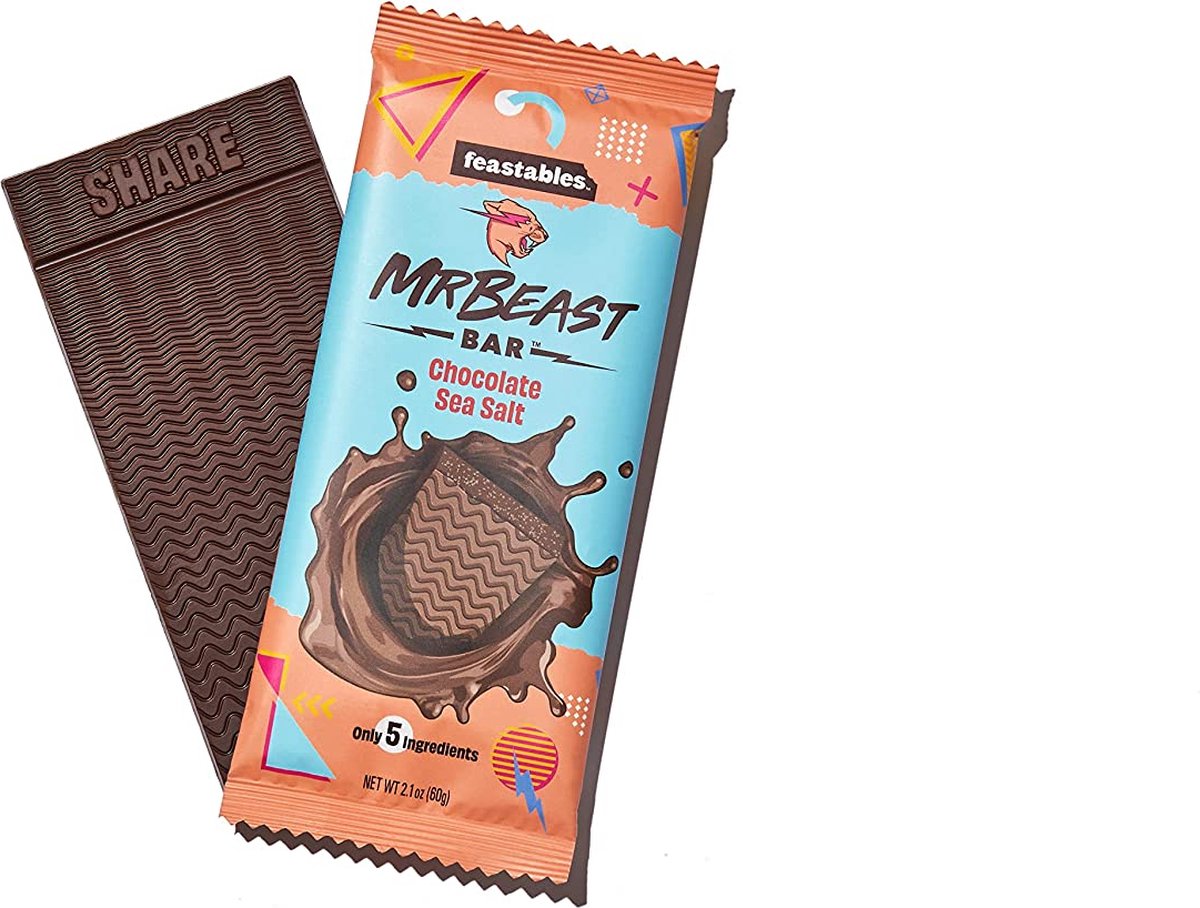 Feastables MrBeast Sea Salt chocoladereep - Bevat 10 Repen van 60 gram ...