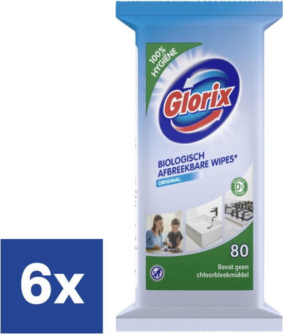 Glorix Original Lingettes Nettoyantes Biogradables - 6 x 80 pcs | bol.com