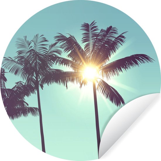 WallCircle - Muurstickers - Behangcirkel - Palmbomen - Zomer - Zon - 100x100 cm -... | bol.com