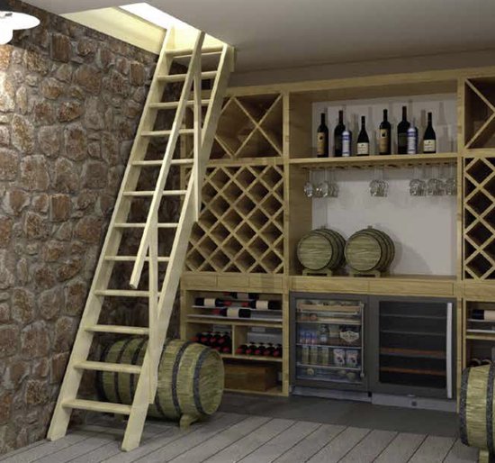 Vuren ruimtebesparende steektrap FICHTE met leuning - 55 cm breed | bol.com