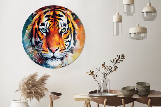 WallCircle - Muurstickers - Behangcirkel - Tijger - Dieren - Olieverf - Kunst -... | bol