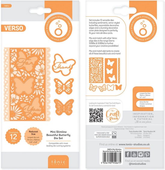 Tonic Studios Mini Slimline Die Set Beautiful Butterfly | bol