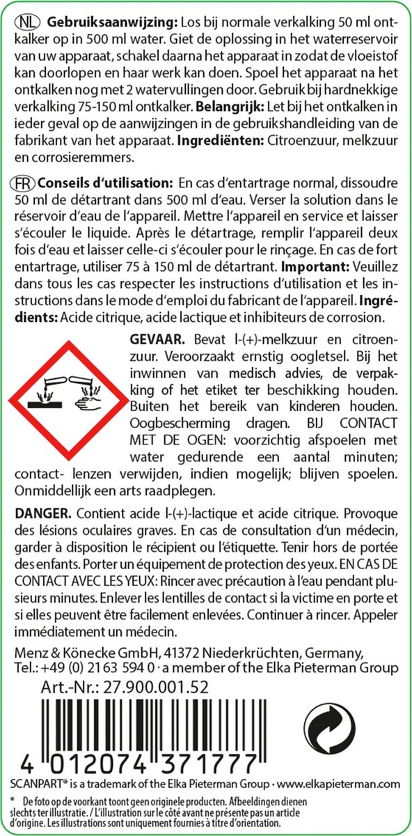 Scanpart vloeibare ontkalker voor espressomachine 250 ml ...
