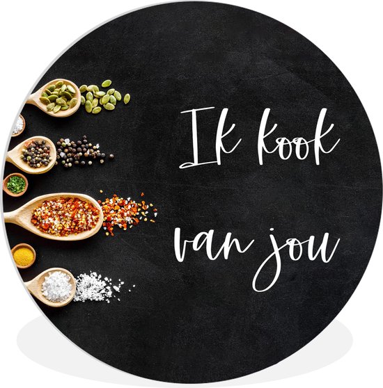 WallCircle - Wandcirkel ⌀ 90 - Ik kook van jou - Partner - Quotes ...
