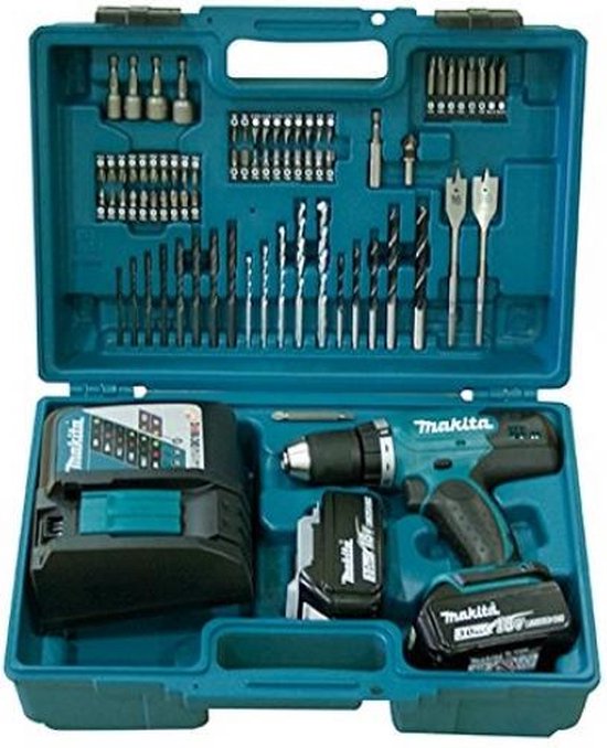 Makita DDF453SFX1 18V Li-Ion Boor-/schroefmachine set - 2 accu's en lader - 74-delige... | bol