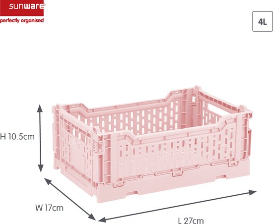 Sunware - Basic vouwkrat 4L roze - Set van 6 | bol