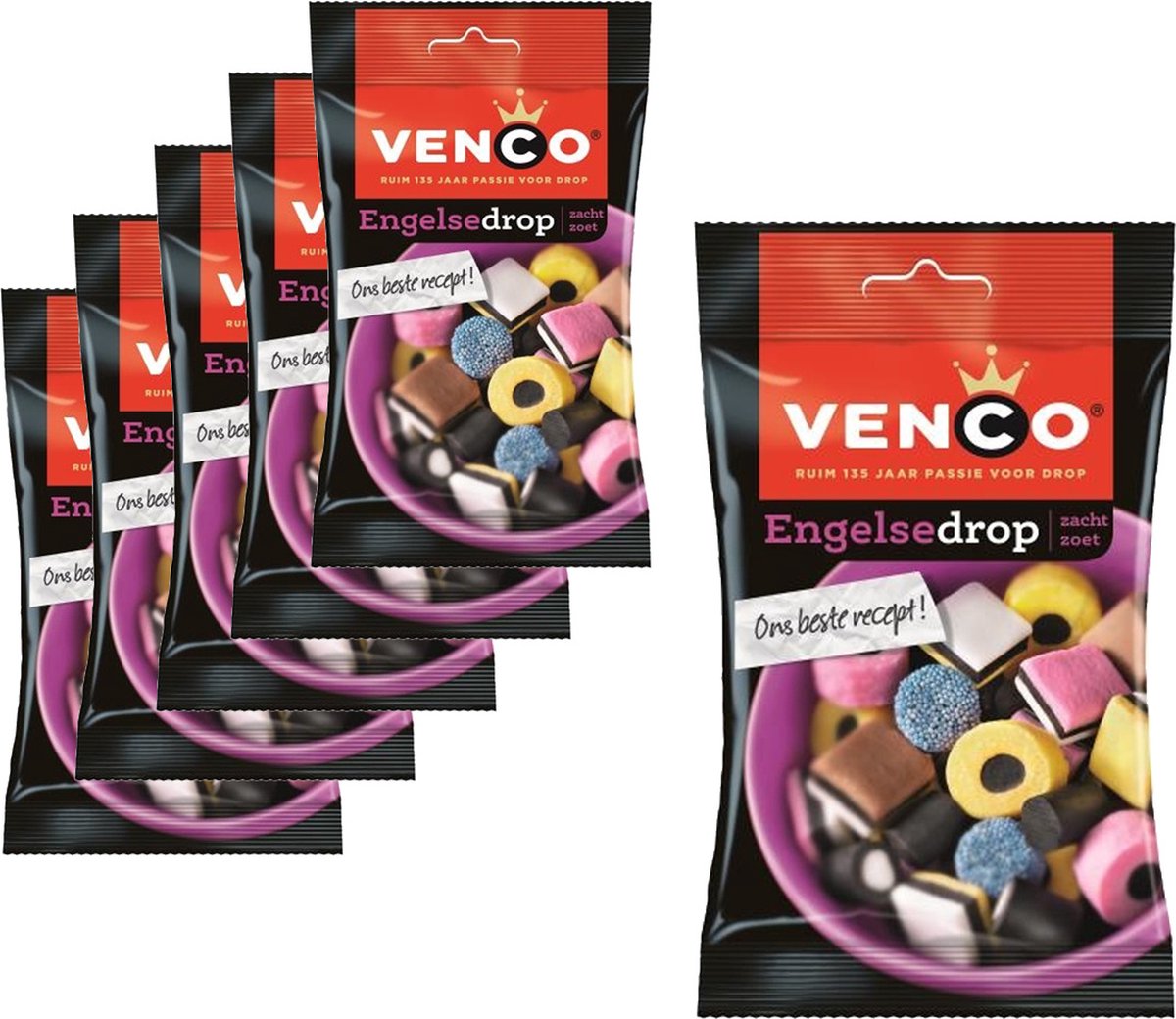 6 Zakken Venco Engelse Drop á 127 gram - Voordeelverpakking Snoepgoed ...